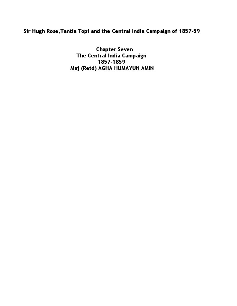 Sir Hugh Rose, Tantia Topi and The Central Indian Campaign of 1857-59 ...