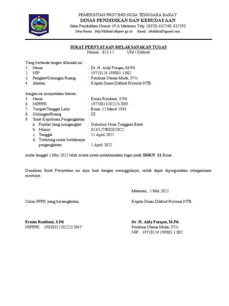 Surat Tugas dan Berkas PPPK | PDF