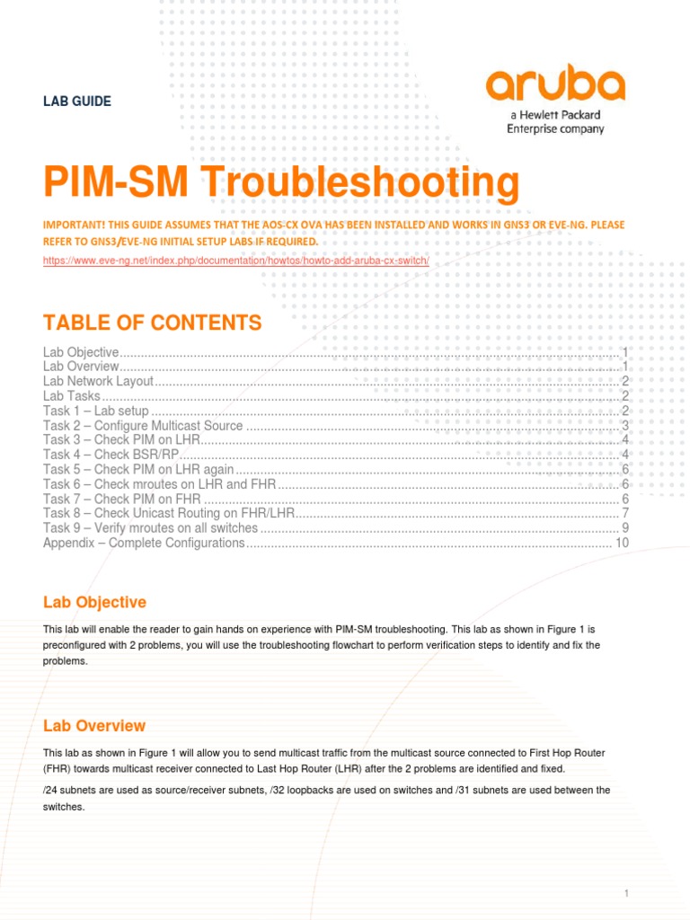 AOS-CX Simulator Lab - PIM-SM Troubleshooting Lab Guide | PDF | Computer Science | Computer ...