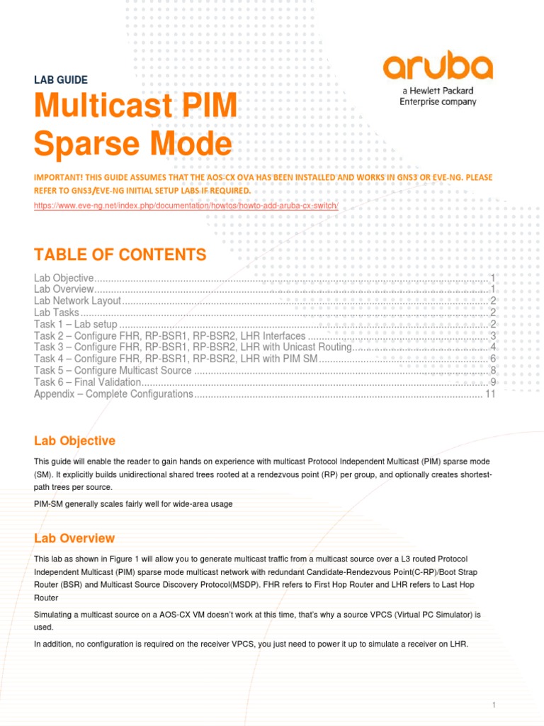AOS-CX Switch Simulator - Multicast - PIM Sparse Mode Lab Guide ... AOS-CX Switch Simulator - Multicast - PIM Sparse Mode Lab Guide ...