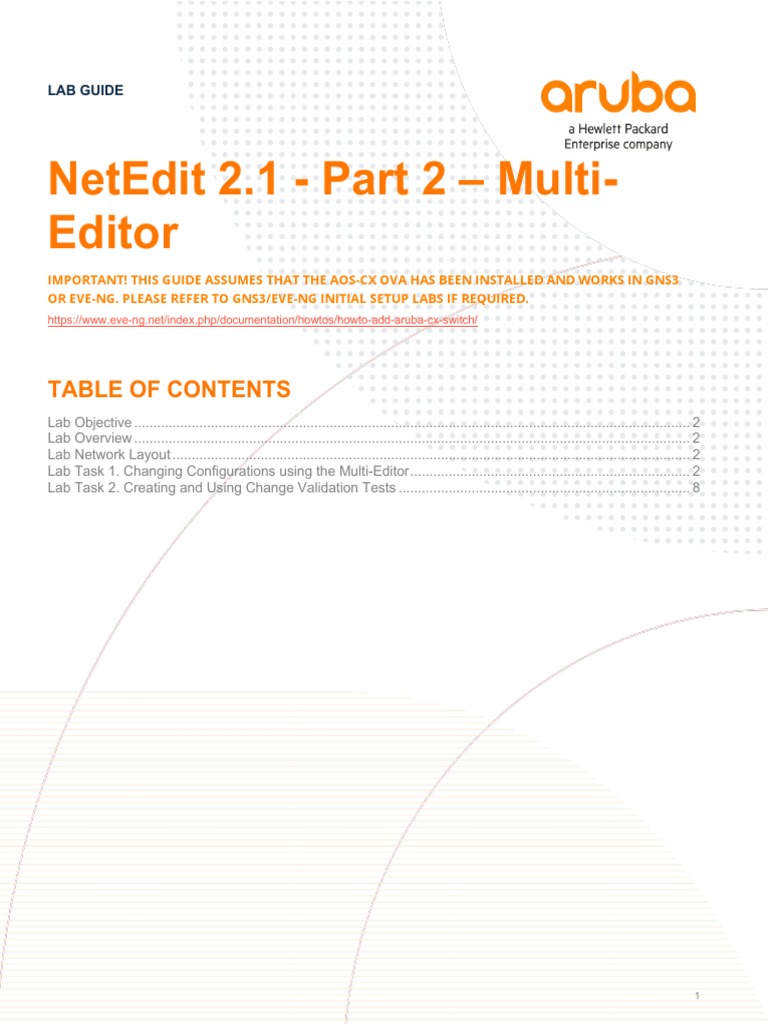 AOS-CX Switch Simulator - NetEdit 2.1 Part 2 Lab Guide | PDF | Command ...