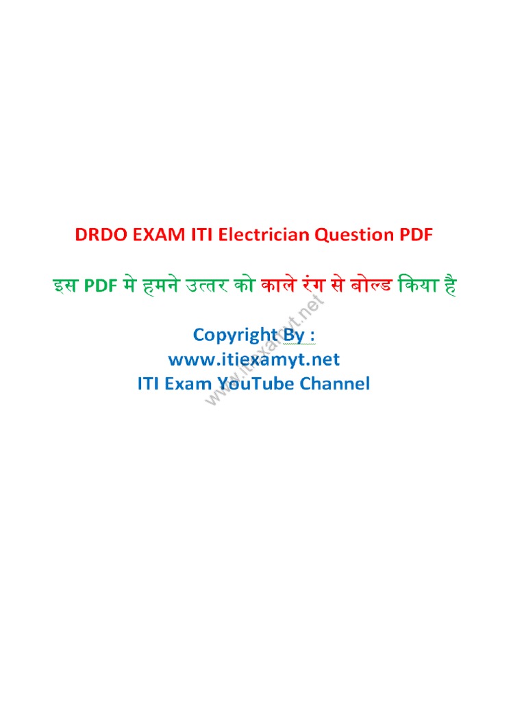 DRDO Iti Electrician PDF 5 Iti Exam | PDF | Teaching Methods & Materials