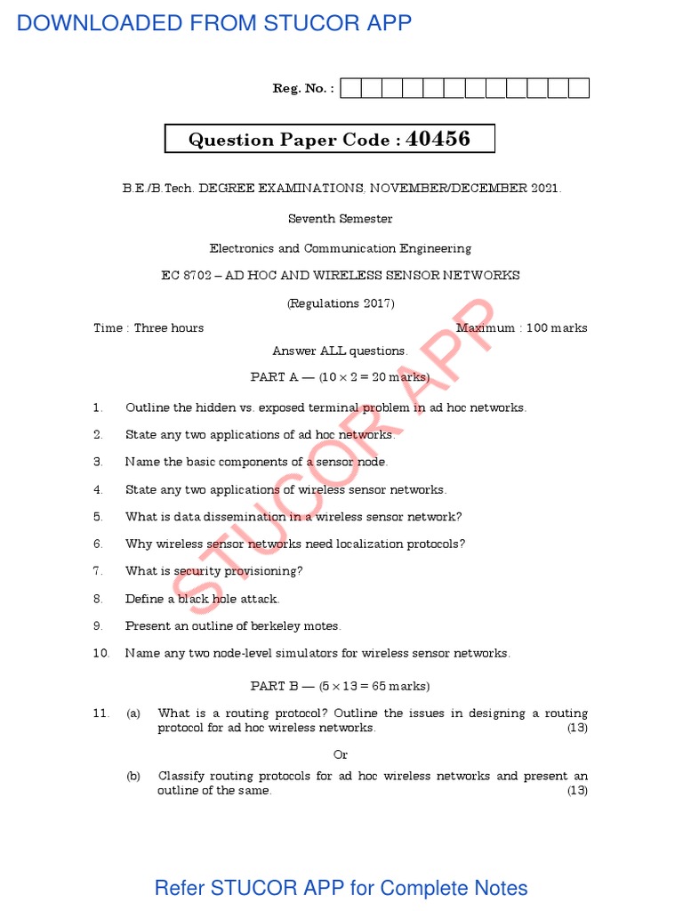 Stucor Qp Ec8702 Download Free Pdf Wireless Ad Hoc Network Wireless Sensor Network