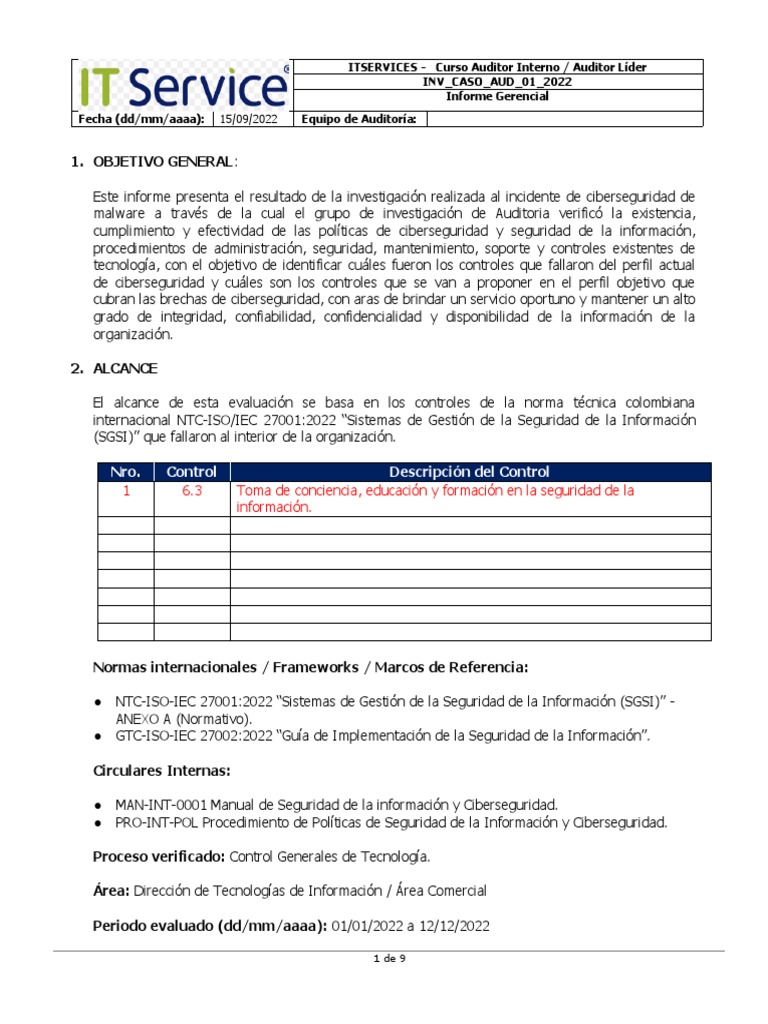 3 - Informe de Auditoria - V1 | PDF | Seguridad | La seguridad informática