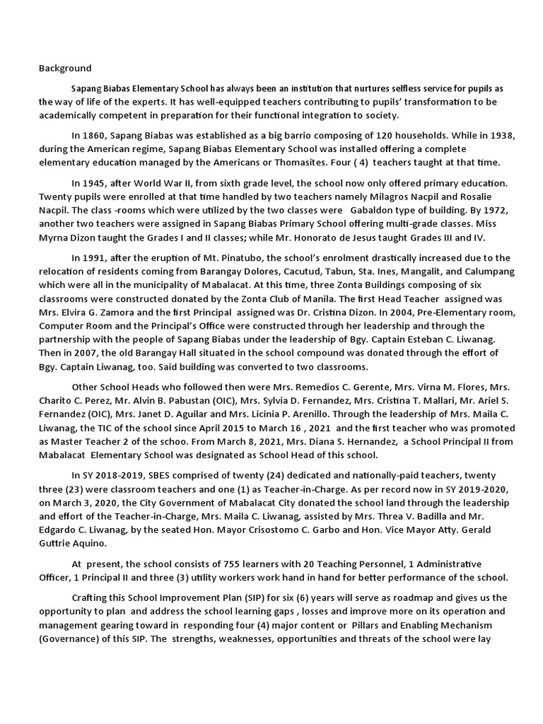 sbes-sip-Background | PDF | Learning | Governance