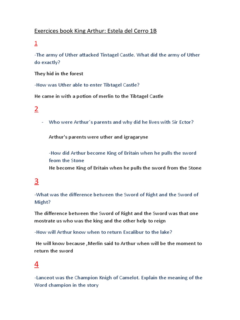Exercices Book King Arthur | PDF | Morgan Le Fay | Galahad