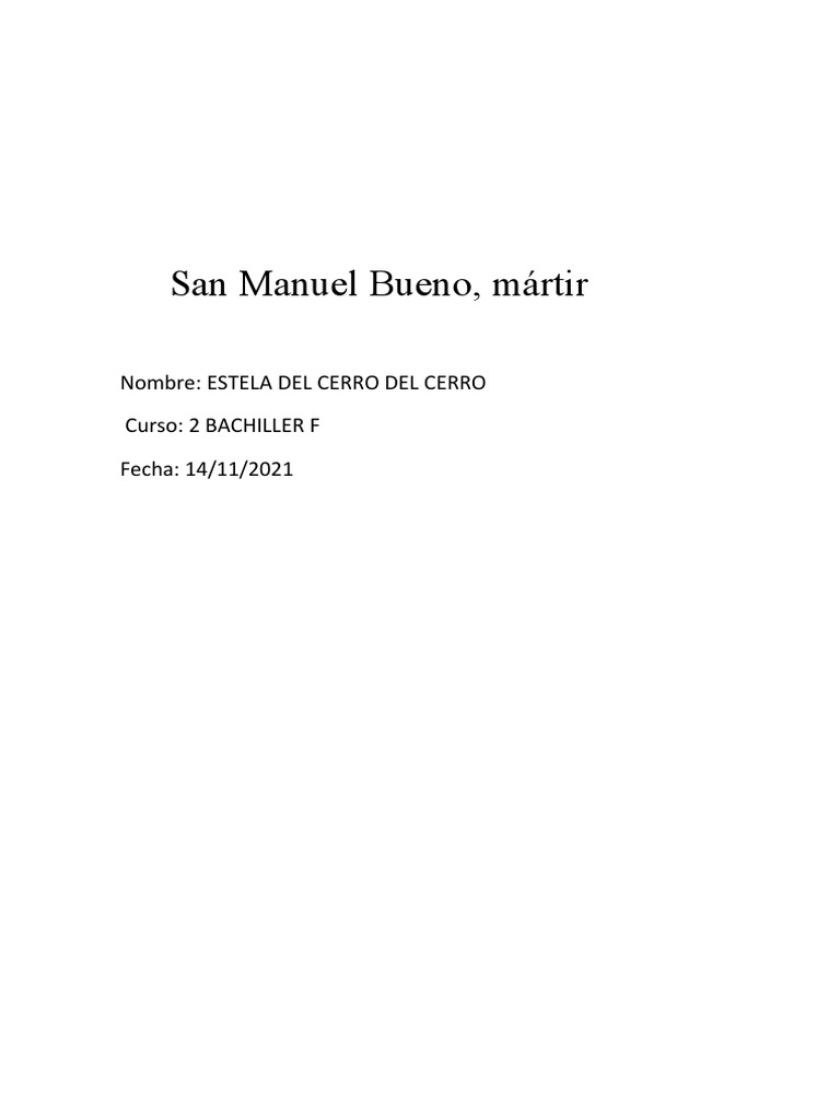 San Manuel Bueno | PDF