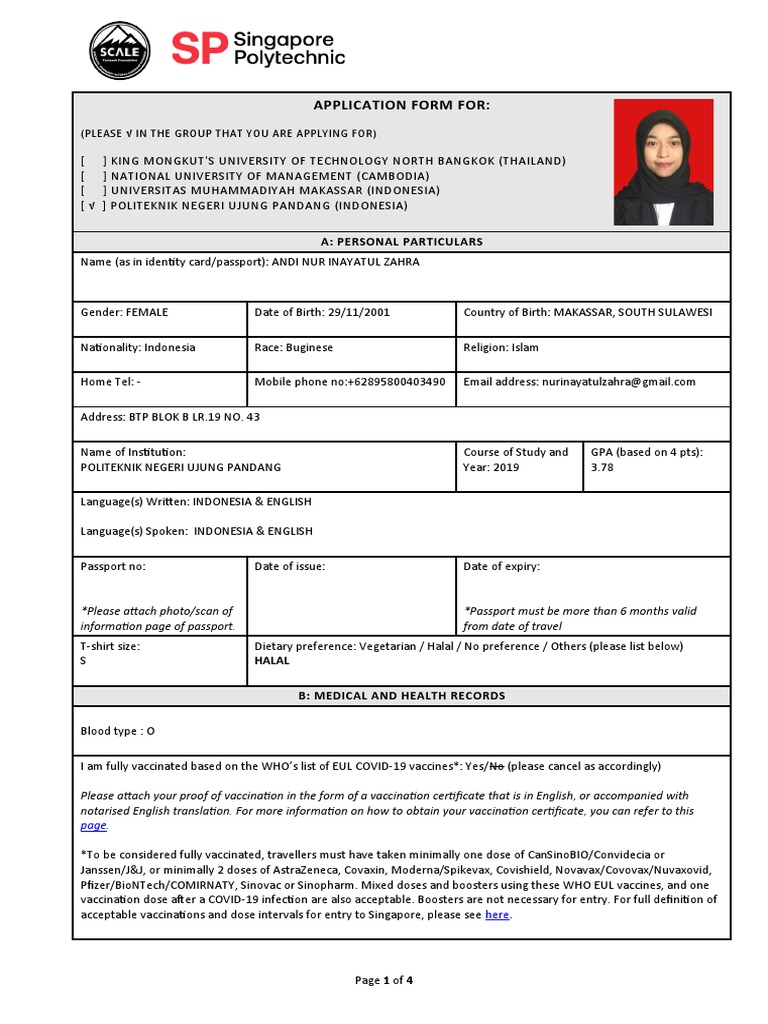 TF SCALE 2022 Application Form (Students) | PDF | Health Care | Biotechnology