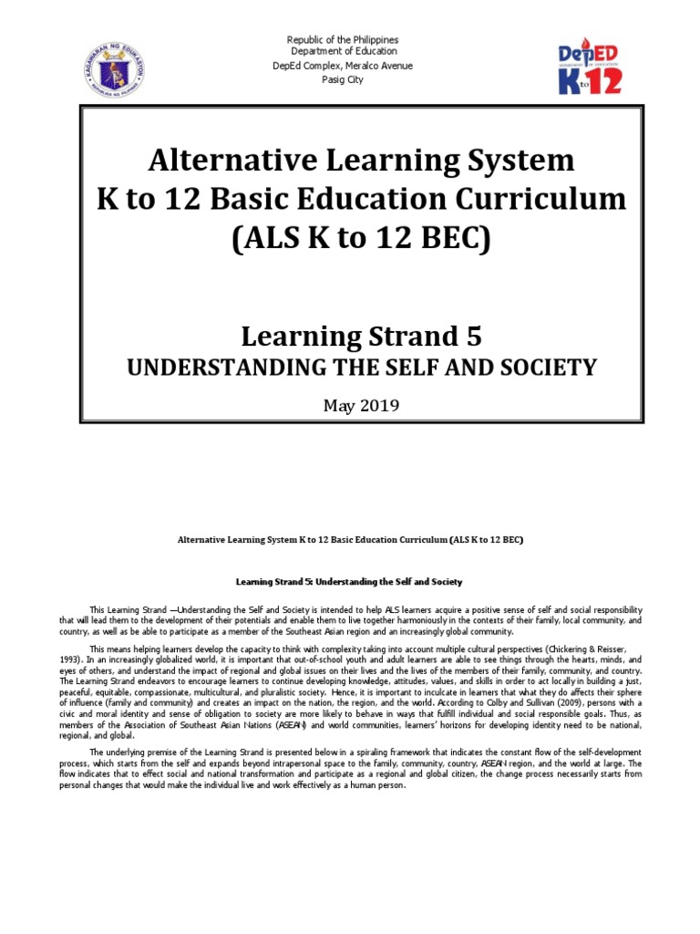 Understanding the Self and Society: An Alternative Learning System ...