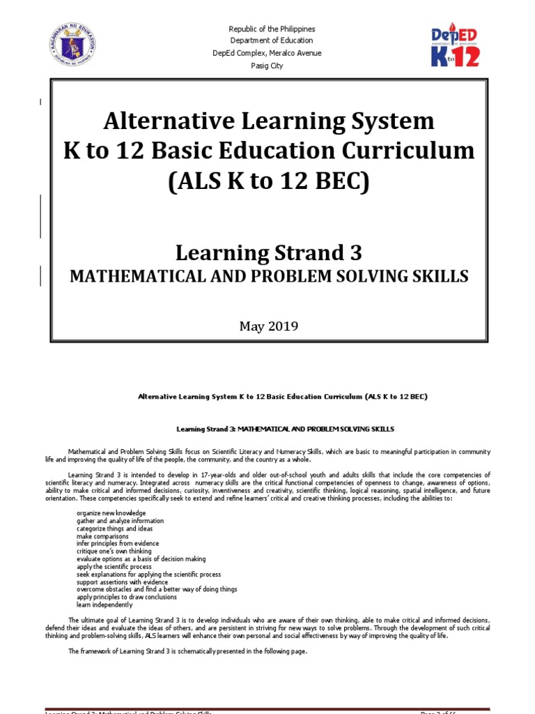 ALS K-12 Math & Problem Solving Skills | PDF | Thought | Learning
