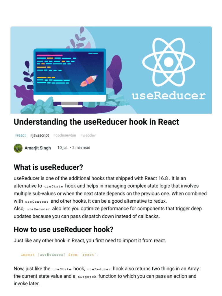 Understanding The Usereducer Hook in React - DEV Community | PDF | Subroutine | Parameter ...