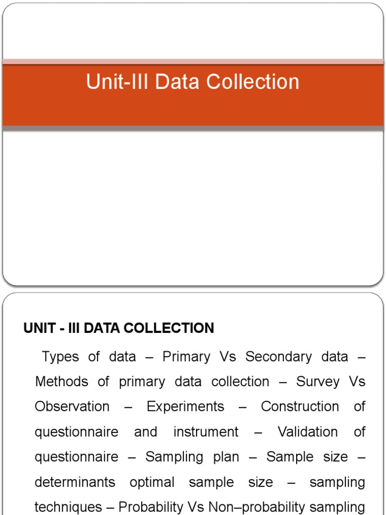 Unit-III Data Collection | PDF | Sampling (Statistics) | Sample Size ... Unit-III Data Collection | PDF | Sampling (Statistics) | Sample Size ...