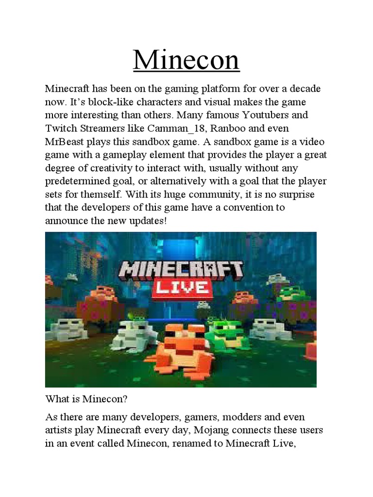 Minecon | Download Free PDF | Minecraft | Gaming