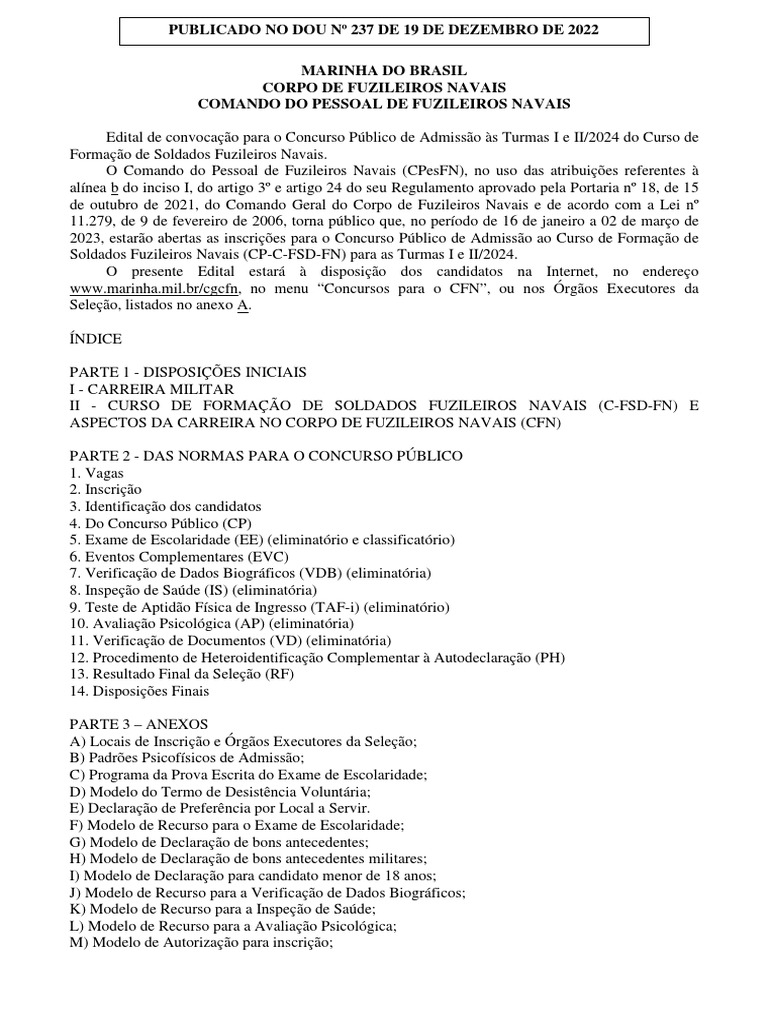 Edital C FSD FN 2024 | PDF | Conscrição | Marinhas