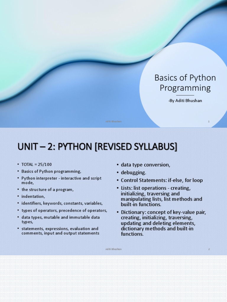Basicsofpythonprogramming 201006030213 | PDF | Python (Programming Language) | Integrated ...