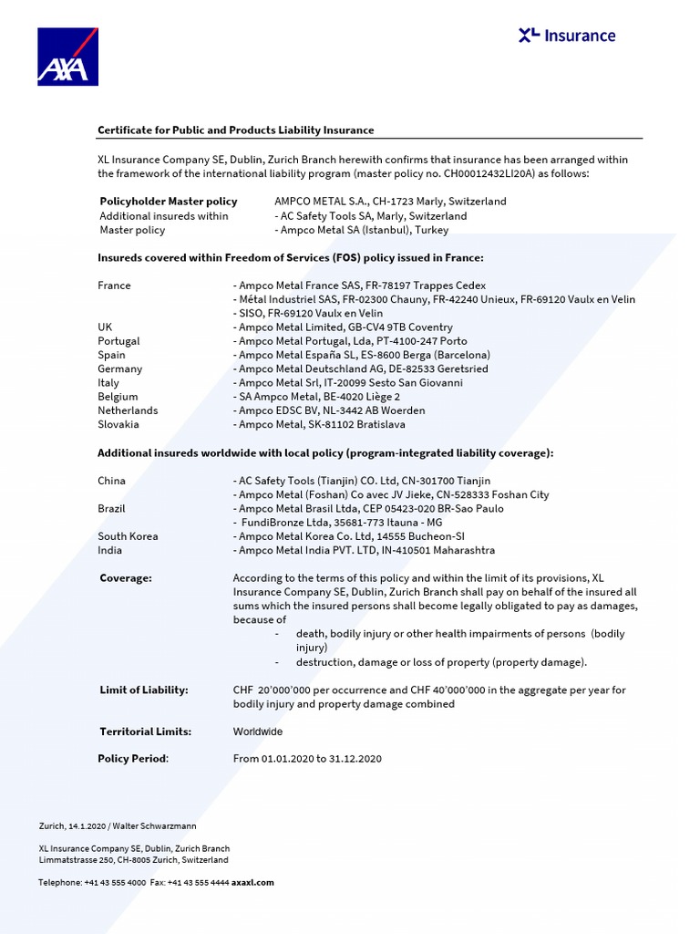 Public Liability Insurance Certificate | PDF | Insurance | Liability ...