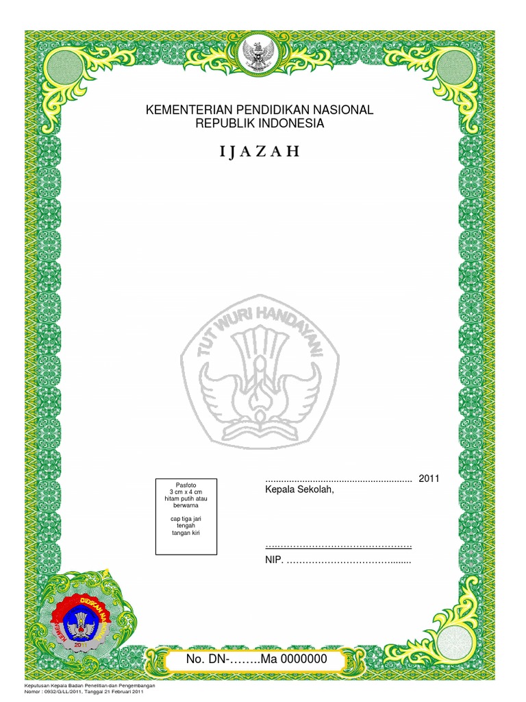Blanko Ijazah SMA 2011 | PDF Blanko Ijazah SMA 2011 | PDF