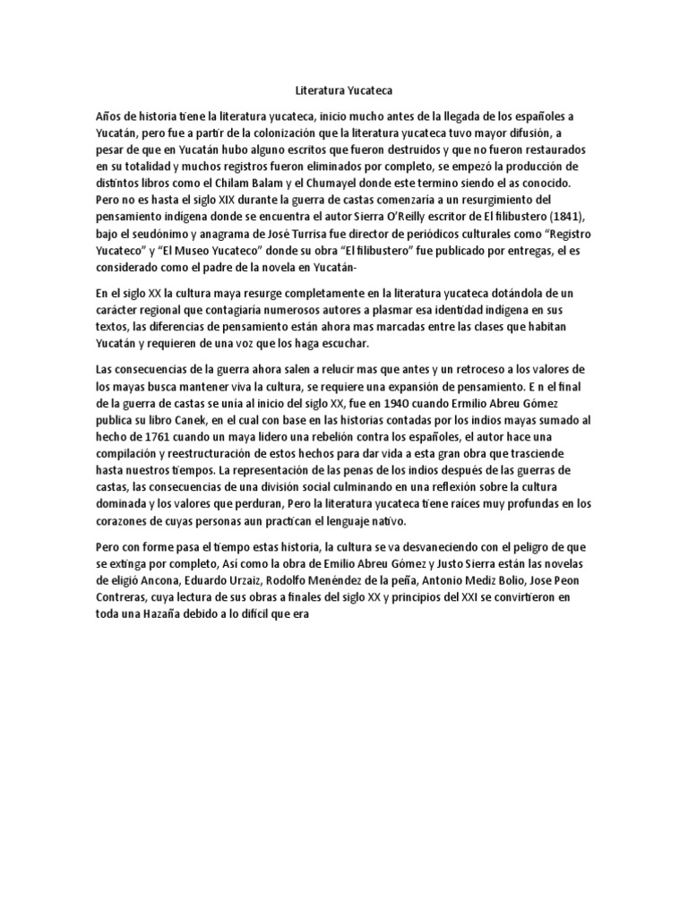 Literatura Yucateca | PDF