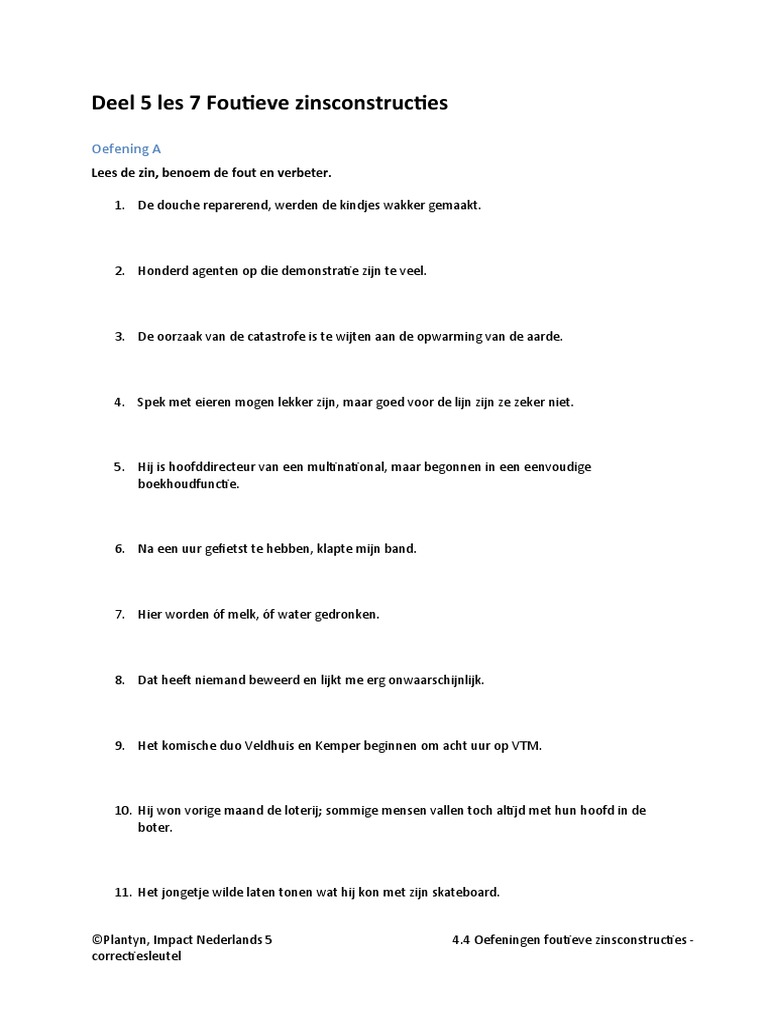 D5L7 Foutieve Zinsconstructies | PDF