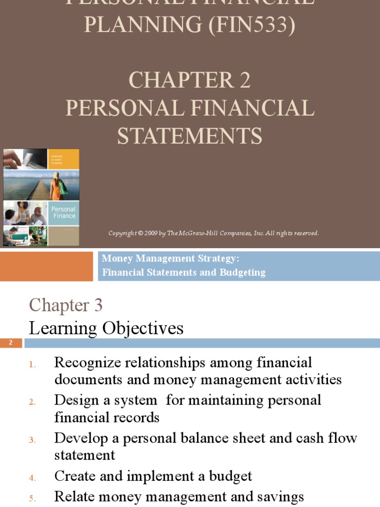 2-PERSONAL FINANCIAL STATEMENTS (Money Management Strategy, Financial Statements and Budgeting ...