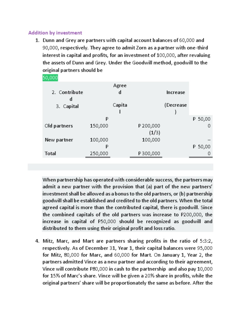 Addition by Investment | PDF | Partnership | Investing
