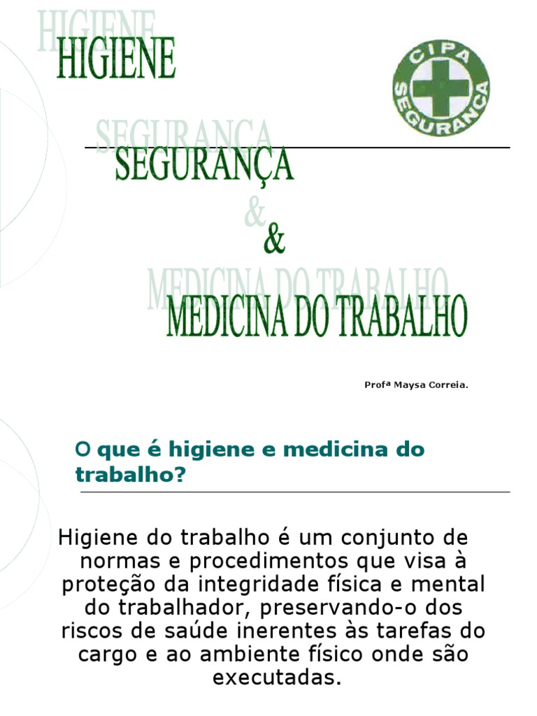 Higiene e Segurança no Trabalho | PDF | Fatores humanos e Ergonomia ...