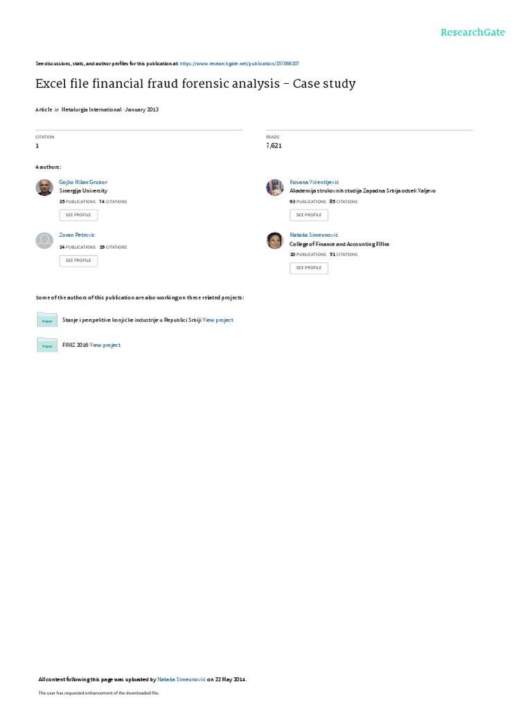Excel File Financial Fraud Forensic Analysis Case Study | PDF | Accounting | Audit