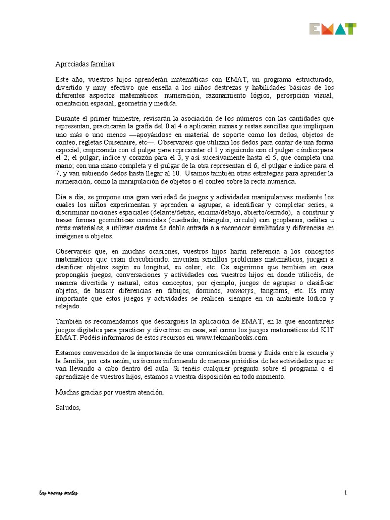 Introducción al programa de matemáticas EMAT y recomendaciones para ...