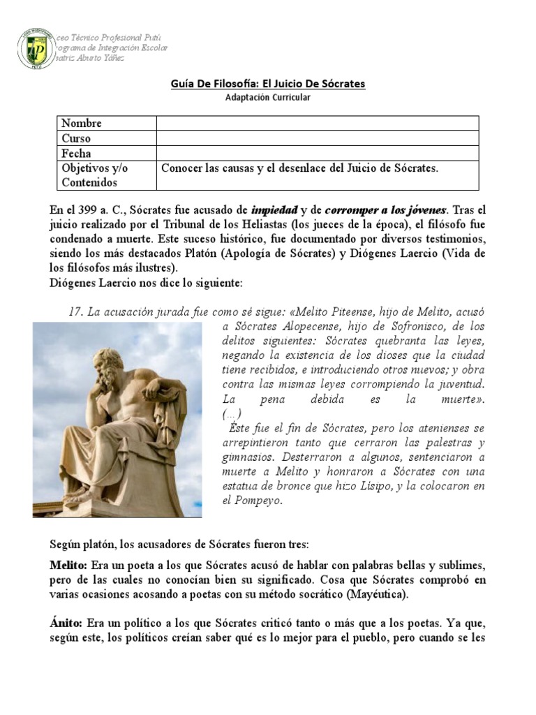 El Juicio de Sócrates Adaptación | PDF | Sócrates | Platón