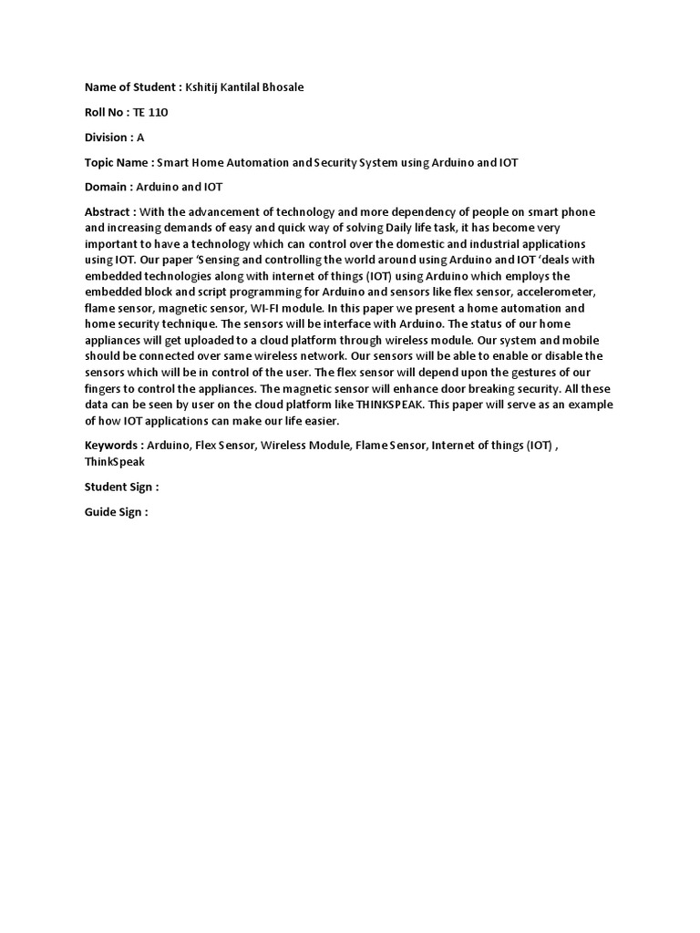 Smart Home Automation and Security System | PDF