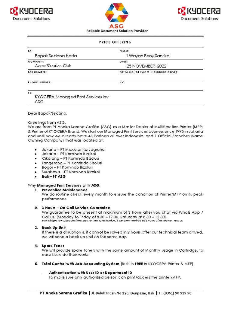 KYOCERA Managed Print Services Proposal | PDF | Printer (Computing) | Fax