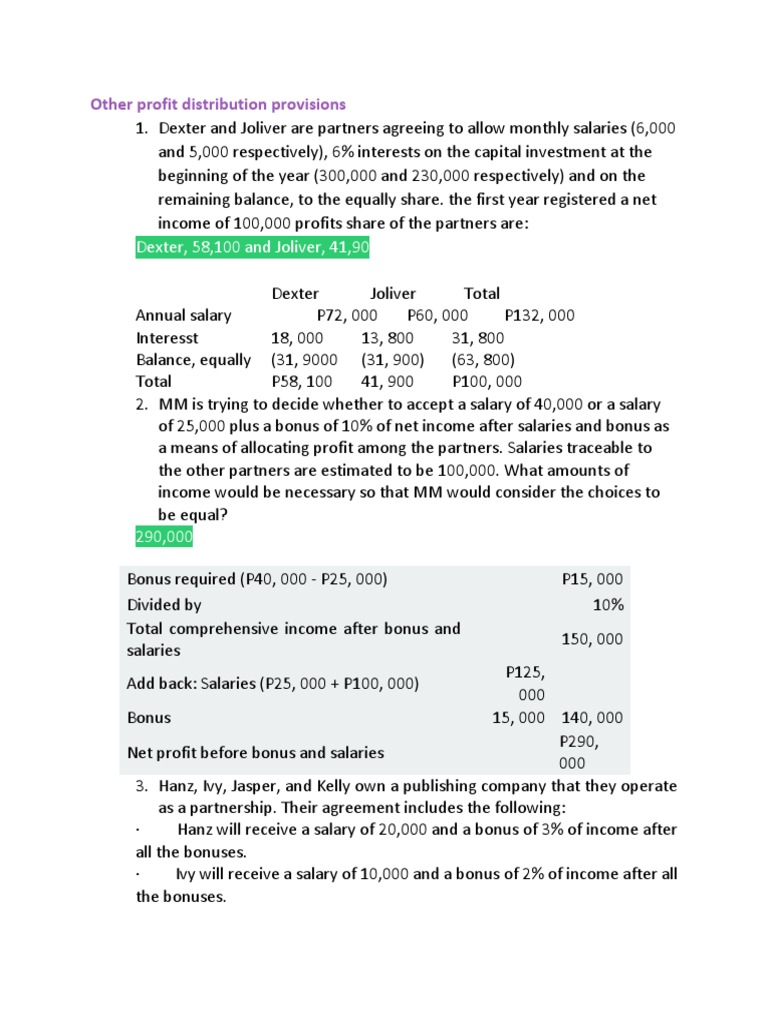 Partnership Profit Distribution Guide | PDF | Interest | Expense