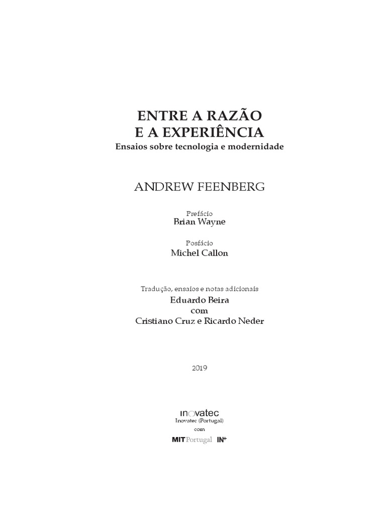 Andrew Feenberg TeoriaCriticaTecnologia | PDF | Sociologia | Max Weber