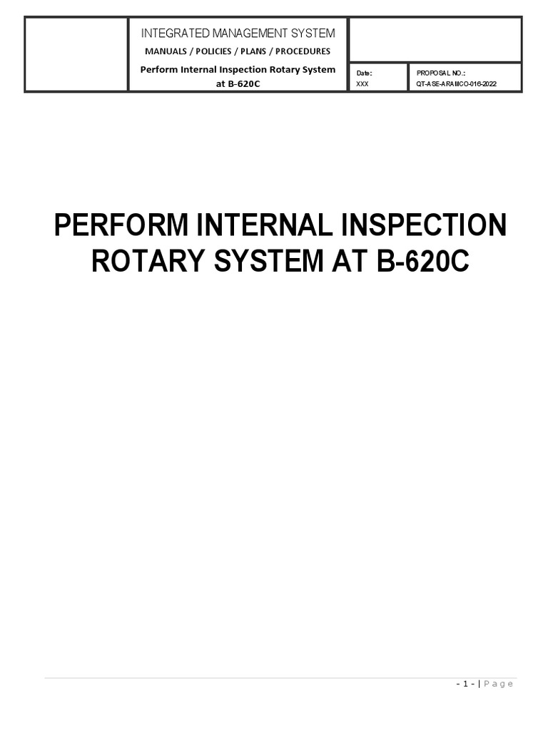 Perform Internal Inspection Rotary System at B-620C | PDF ...
