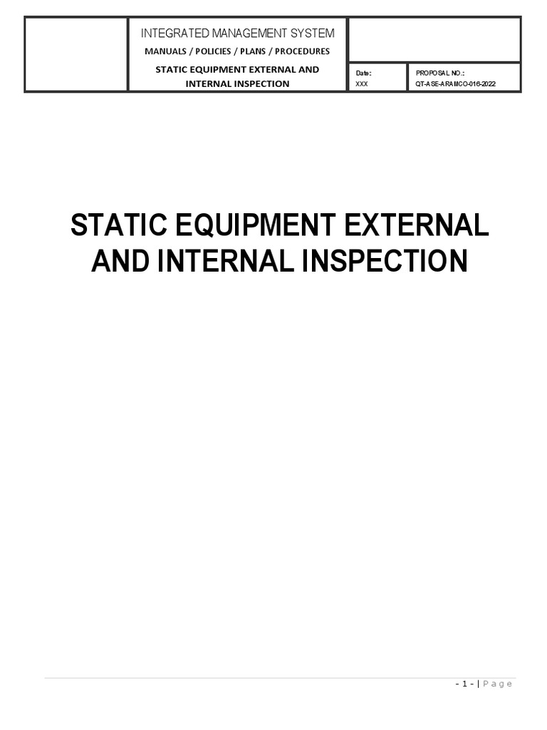 Static Equipment Inspection Procedures | PDF | Nondestructive Testing ...