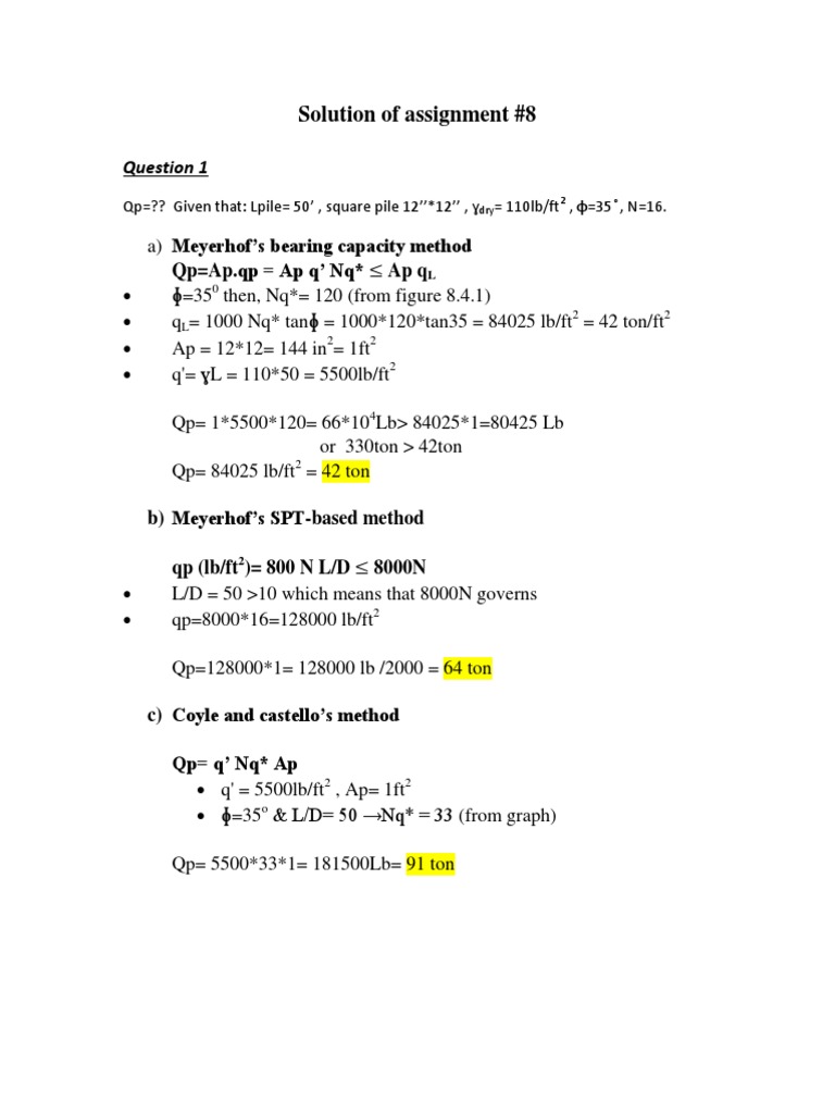 Solution of Assignment 8 | Download Free PDF | Civil Engineering | Applied And Interdisciplinary ...