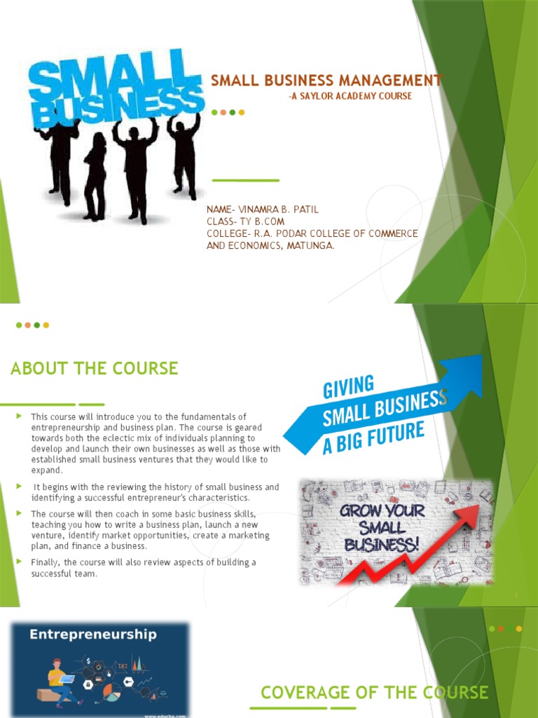 Small Business Management | PDF | Entrepreneurship | Strategic Management