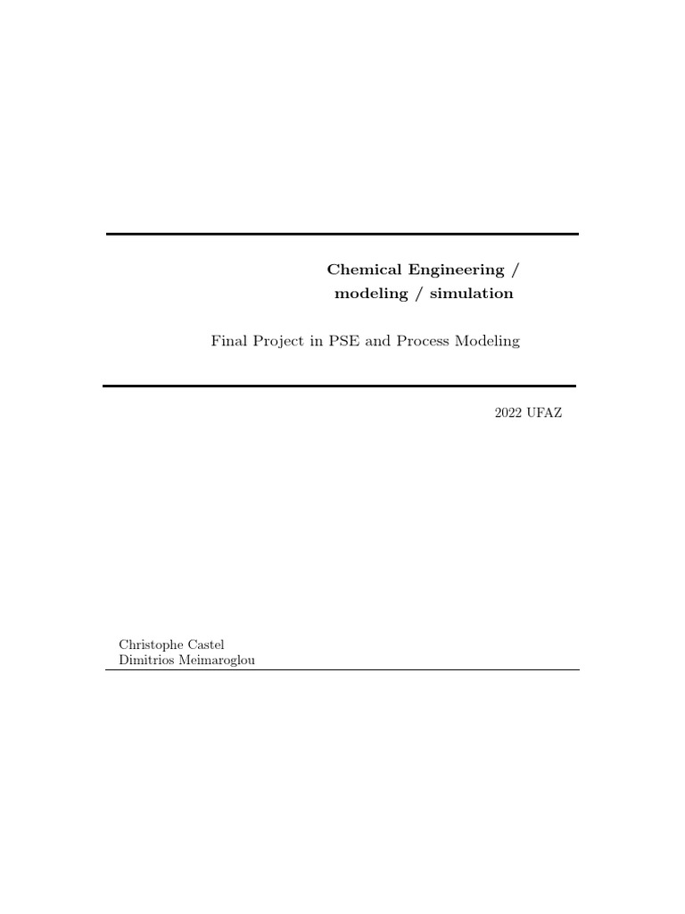 Final Project 2022 Modeling Simulation | PDF | Chemical Reactor | Reaction Rate