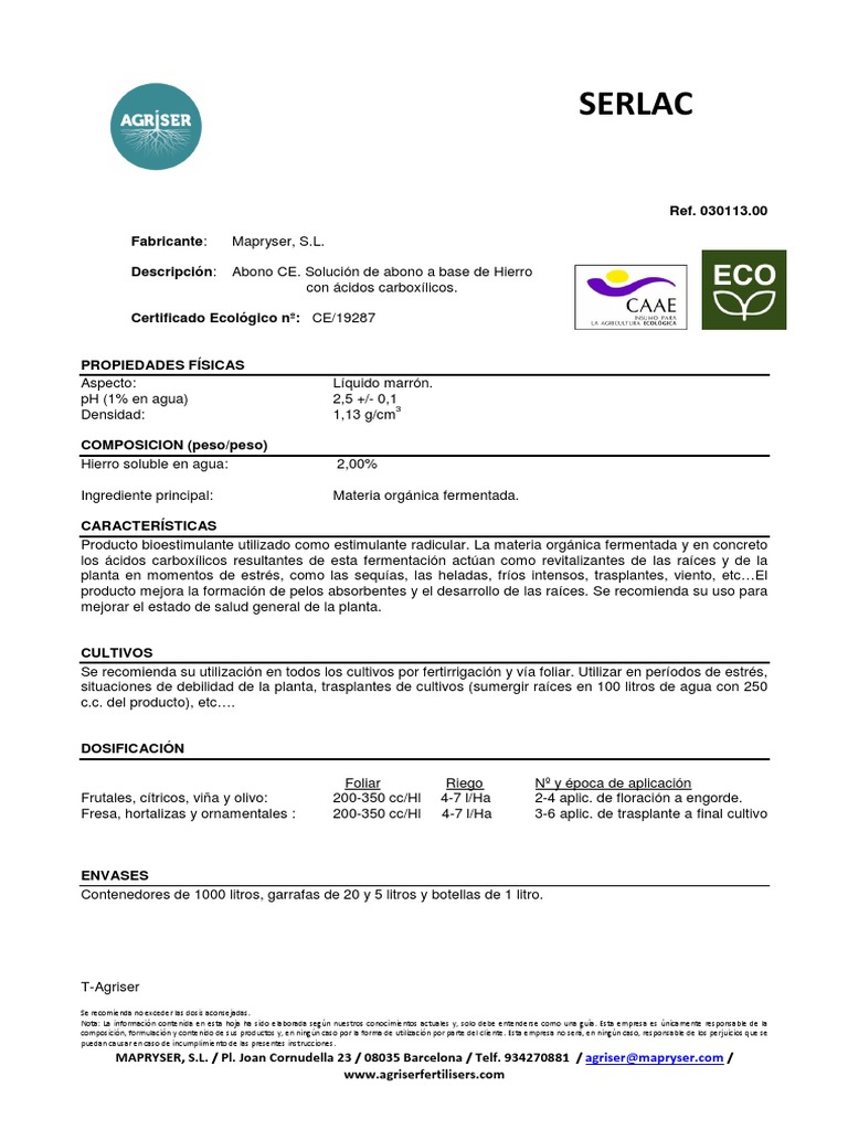 Fertiplus 4-3-3 y Serlac en Cultivos | PDF | Química