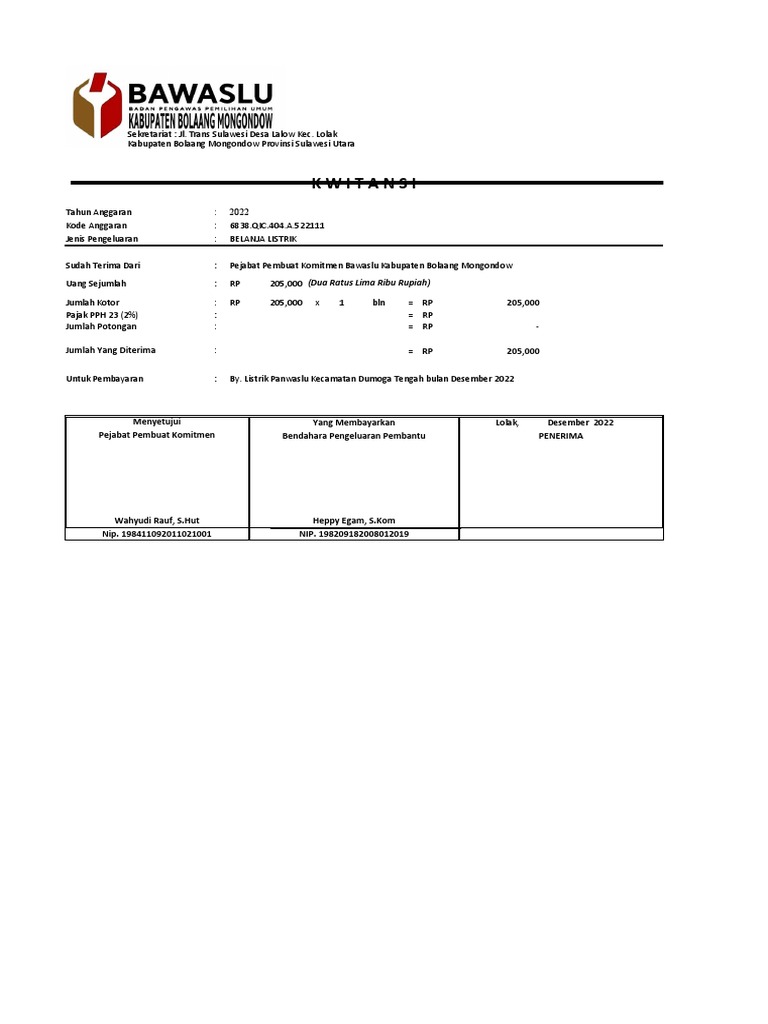 Kwitansi DMG TGH | PDF