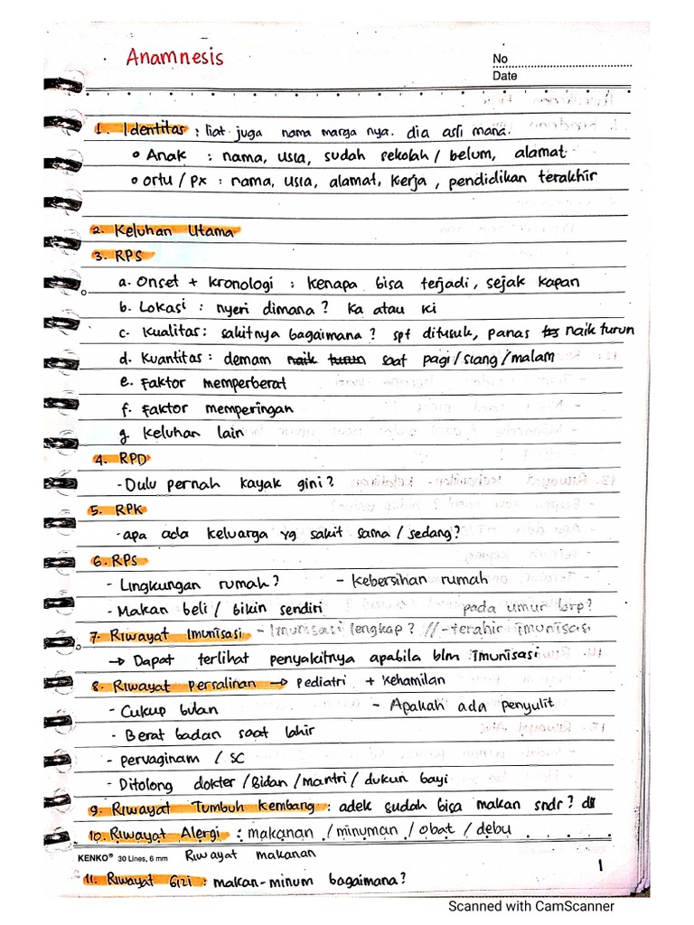 Anamnesis Lengkap | PDF