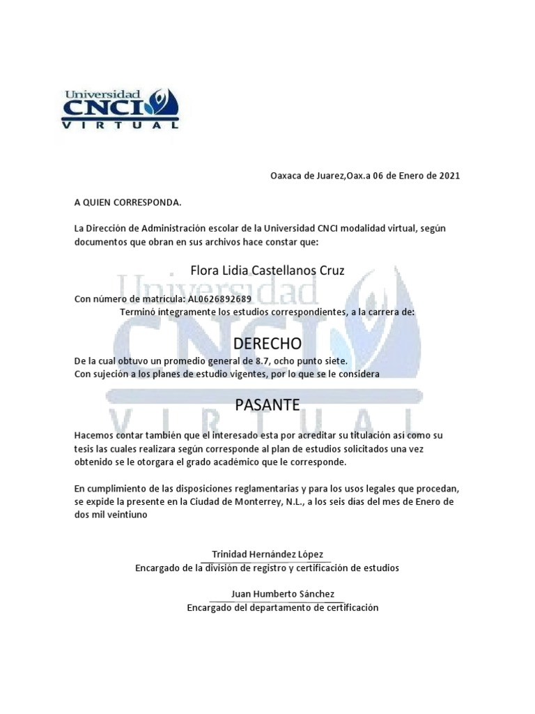 Carta-de-Pasante Cnci | PDF
