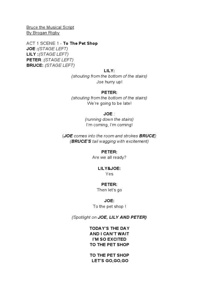 Bruce The Musical Script | PDF