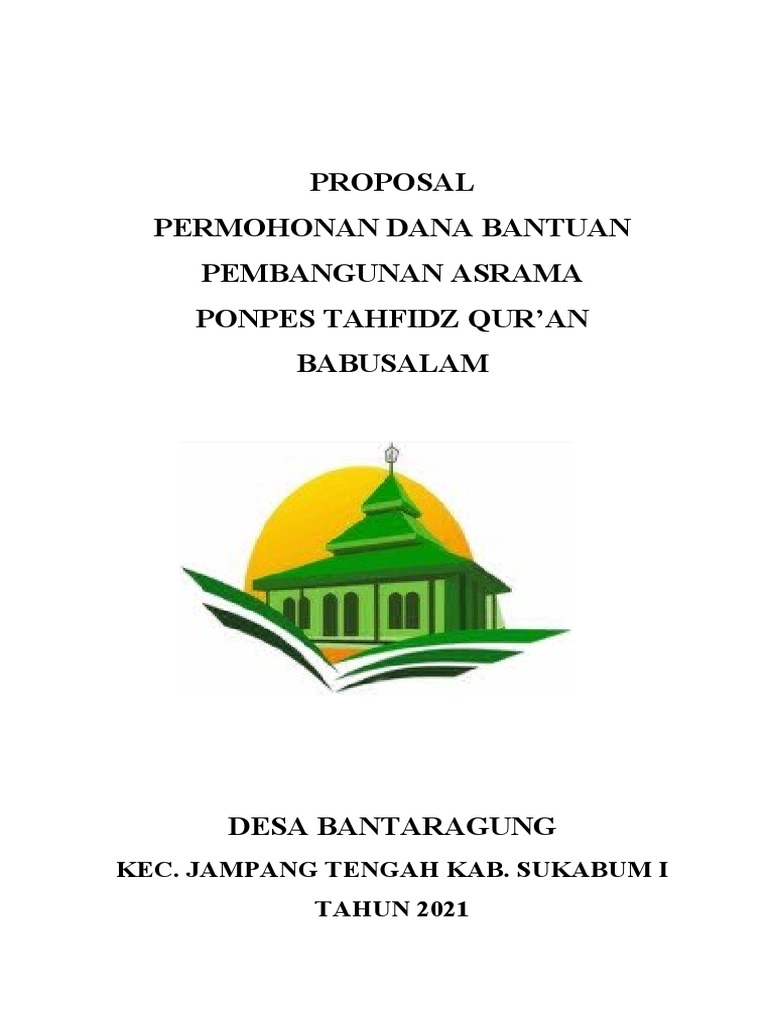 Proposal Pembangunan Asrama Pondok Pesantren Babusalam 1 | PDF