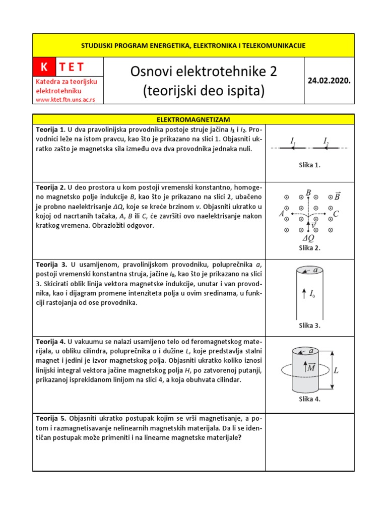 Osnove Elektrotehnike Kolokvijum Pitanja | PDF