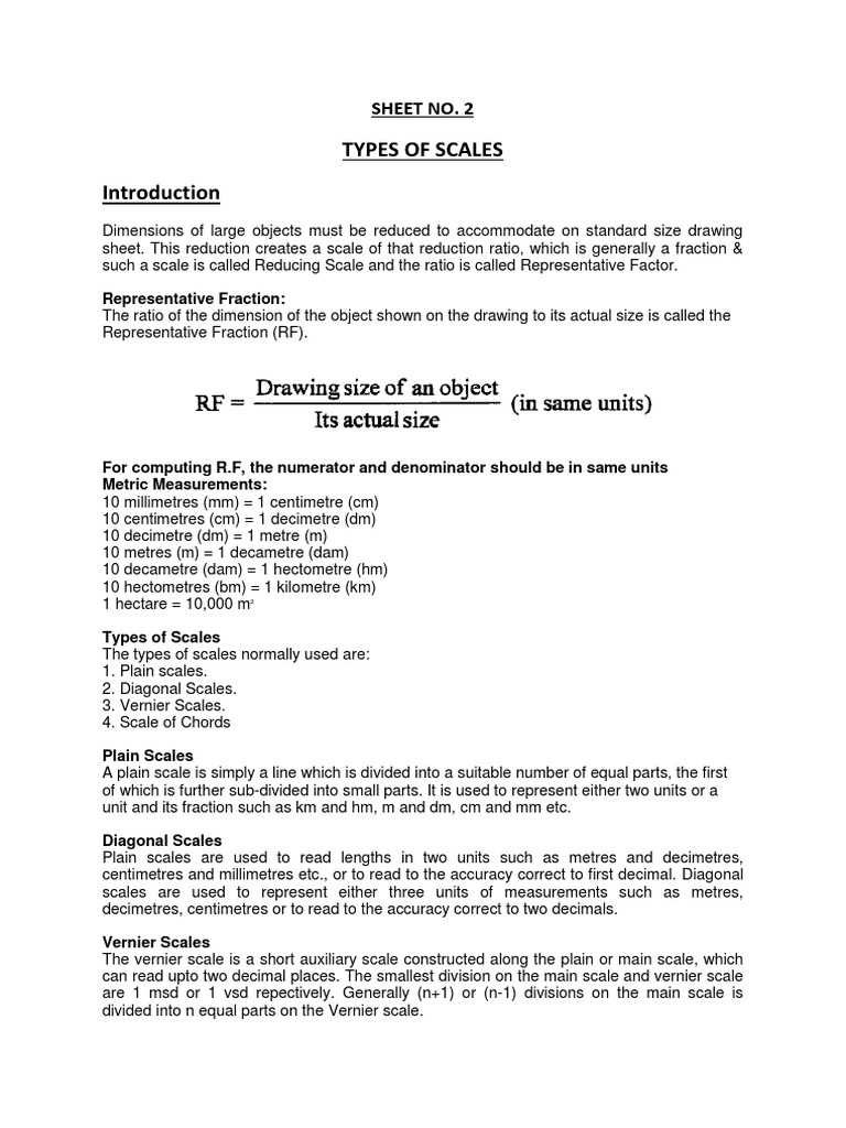 Types of Scales: Sheet No. 2 | PDF | Metre | Metrology