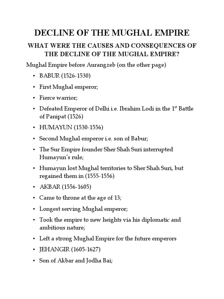 The Fall of the Mughal Empire and the Rise of British Dominance in ...