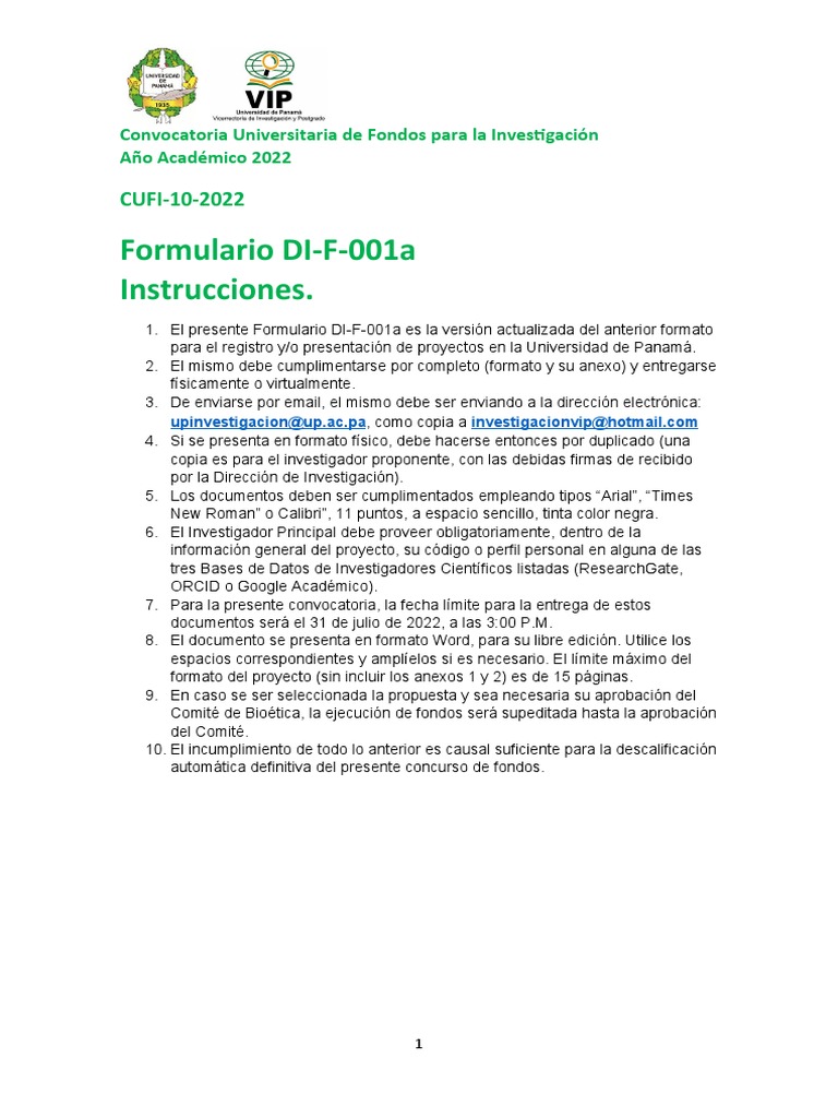 Formulario DI-F-001a CUFI 10 2022-ANEXO TECMECAP 22-7-22 | PDF | Economias | Science