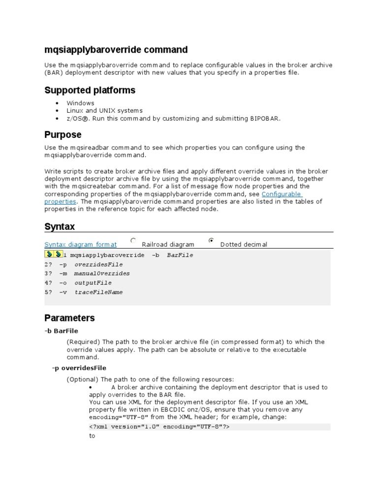 WMB Commands | PDF | Parameter (Computer Programming) | Command Line Interface