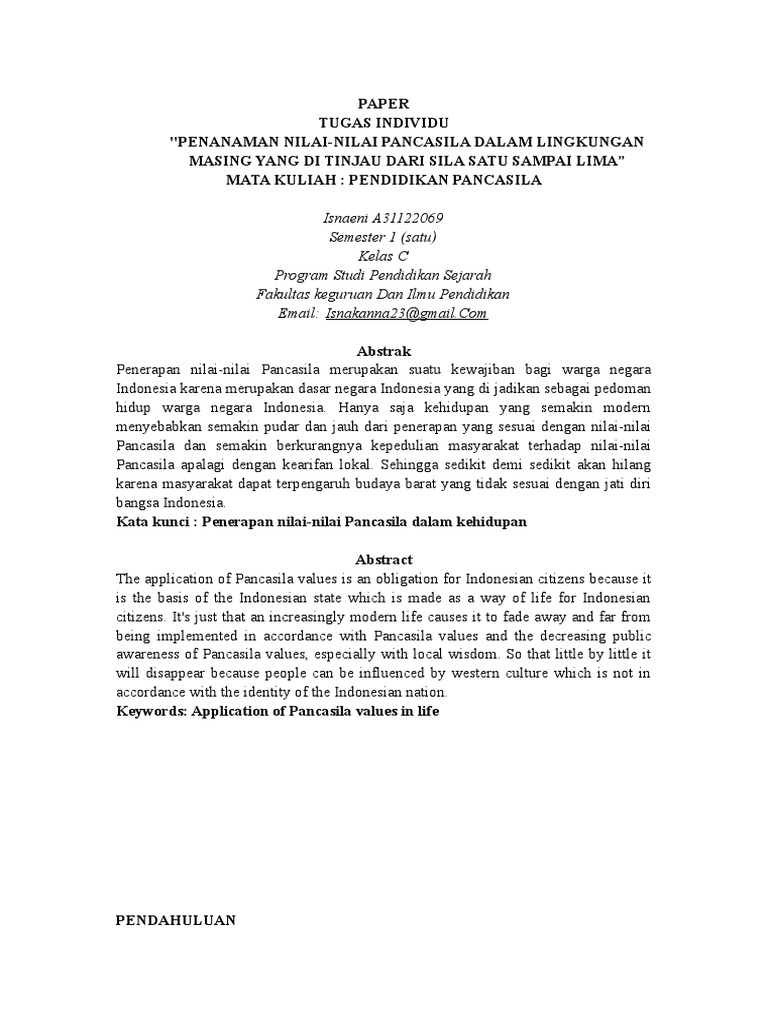 Paper Pendidikan Pancasila Tugas Uas | PDF